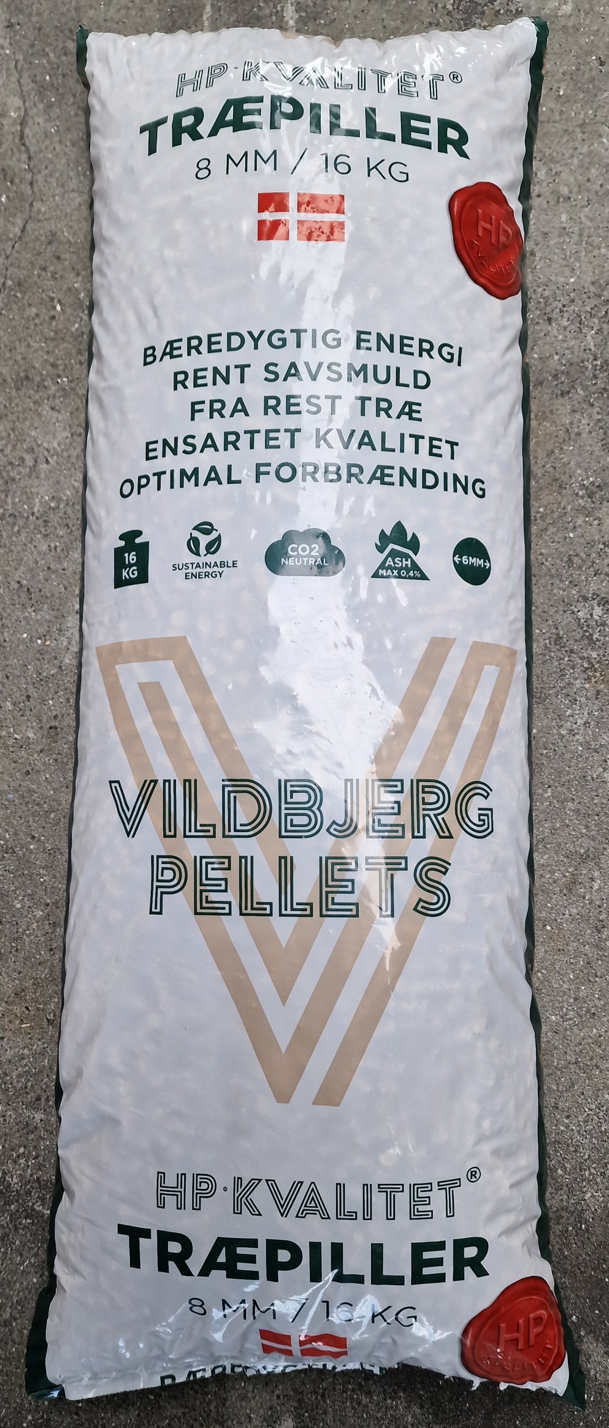 HP Træpiller 8mm Top Kvalitet, 896 pr. palle (56x16kg) (3,05kr pr. kilo ...